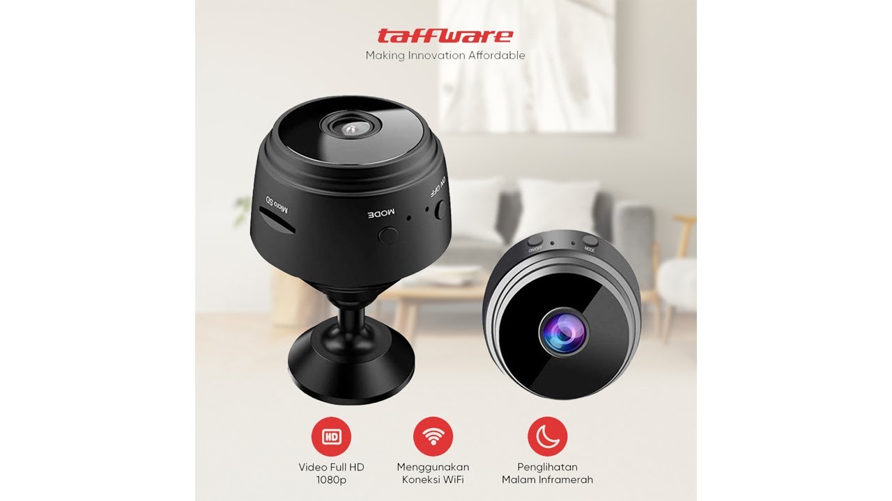 Taffware Mini WiFi IP Camera CCTV Wide Angle 1080P - GNA8 - TFCC01BK ...