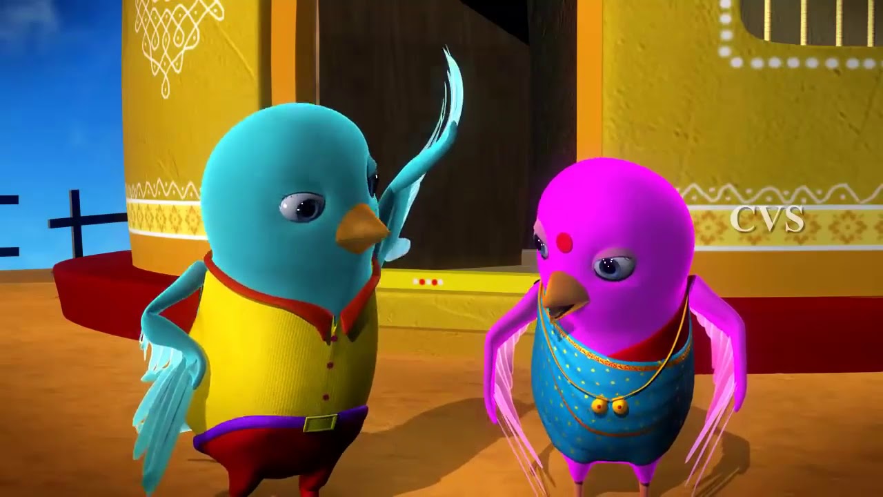 Chitti Chilakamma Parrots 3D Animation Telugu Rhymes For children with ...