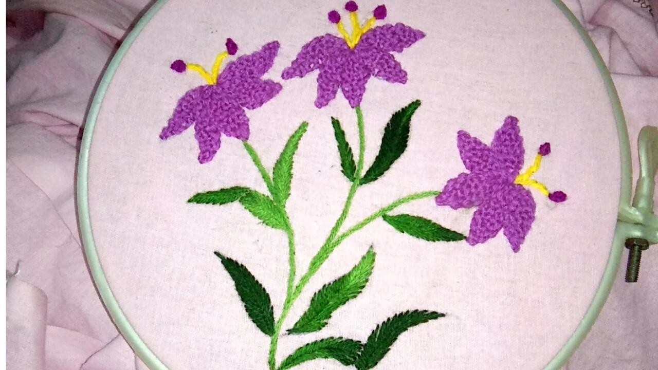 Hand embroidery beautiful flower with combination of stitches - YouTube