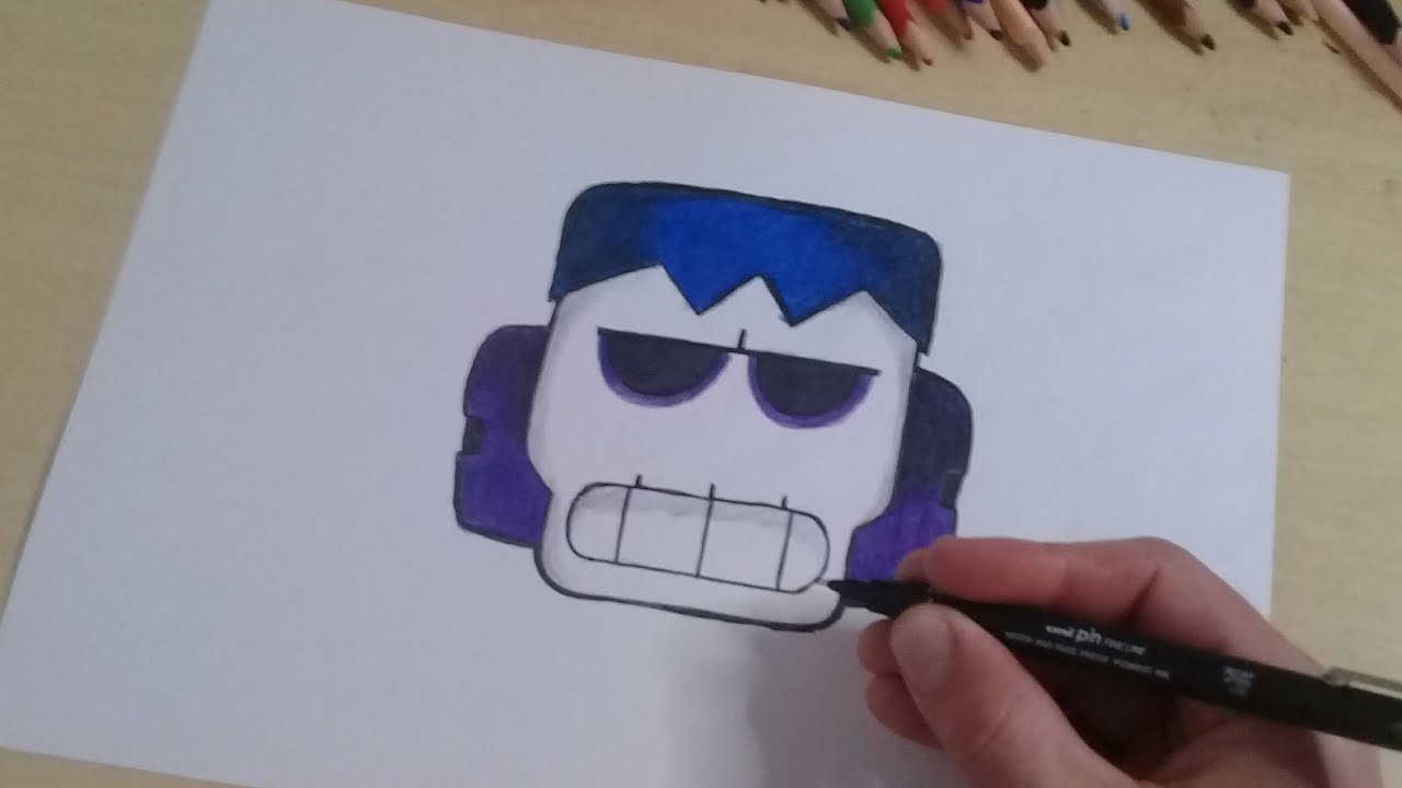 TUTORIAL COMO DESENHAR o EMOJI do FRANK do #BRAWLSTARS passo a passo ...