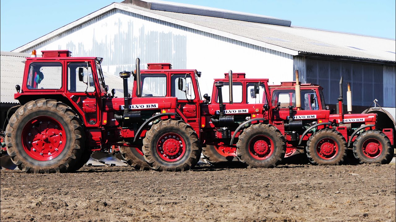 Volvo BM 814 Turbo working hard in the field Ploughing w/ 5-furrow ...