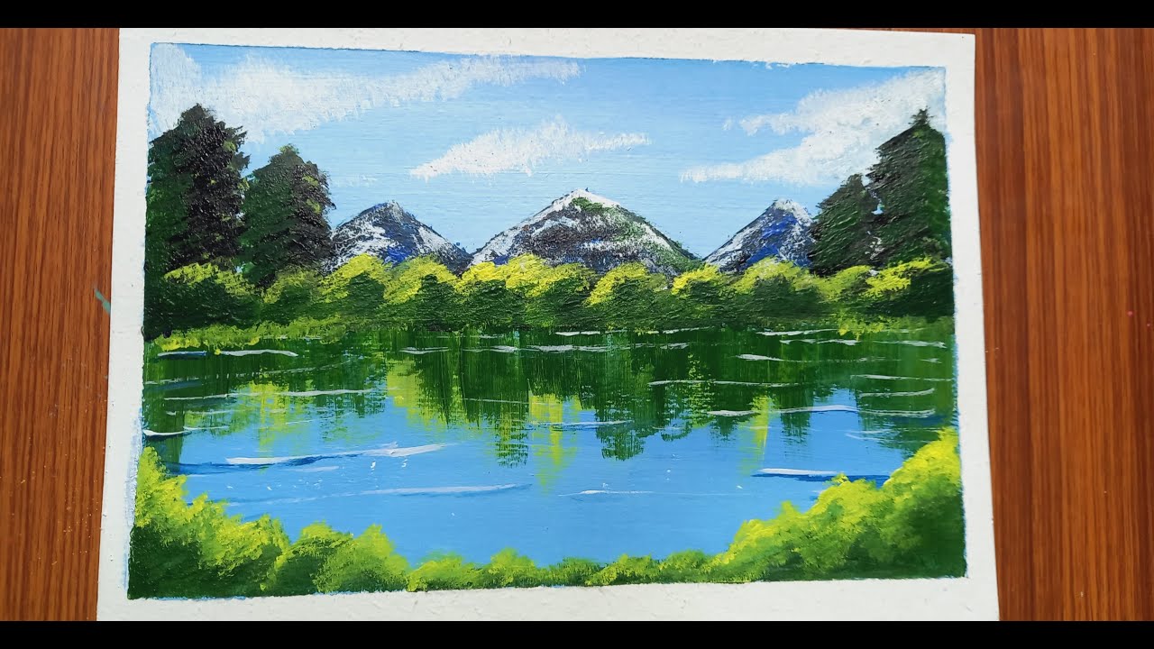 Easy mountain landscape acrylic painting for beginners/ Painting ...