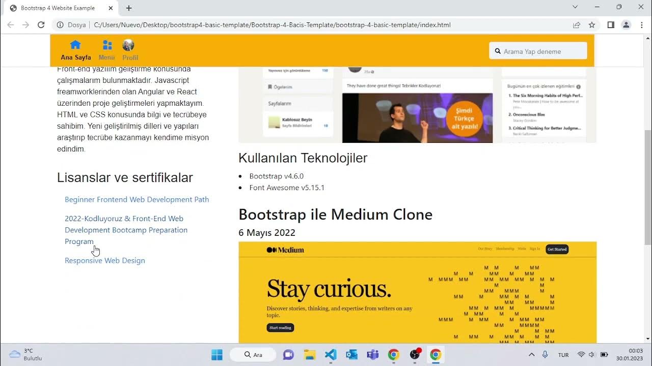 Bootstrap4 ile Basic Web Site Yapımı - YouTube