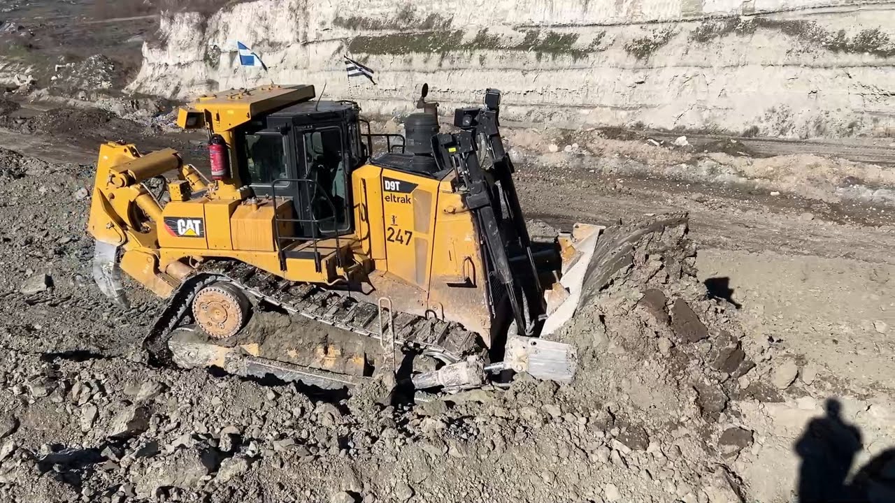 Excellent Operator Works With Caterpillar D9T Bulldozer Opening A New ...