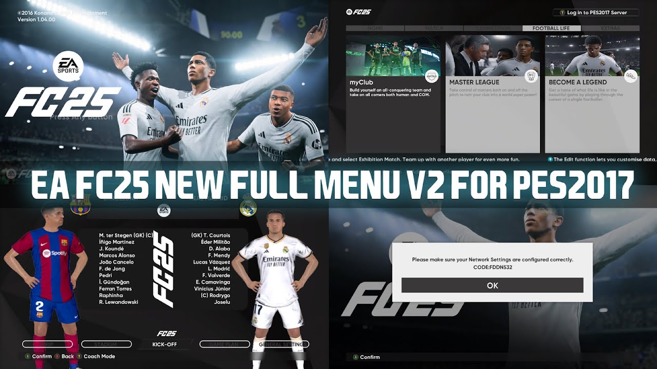 PES 2017 EA FC25 FULL GRAPHIC MENU V2 FOR ALL PATCH - YouTube