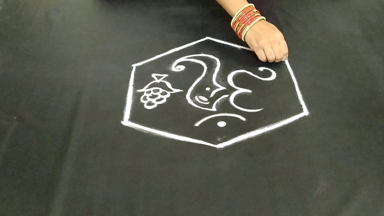 Easy Vinayaga /Pillayar 3x2 Kolam | Ganesha / Ganapati Rangoli ...
