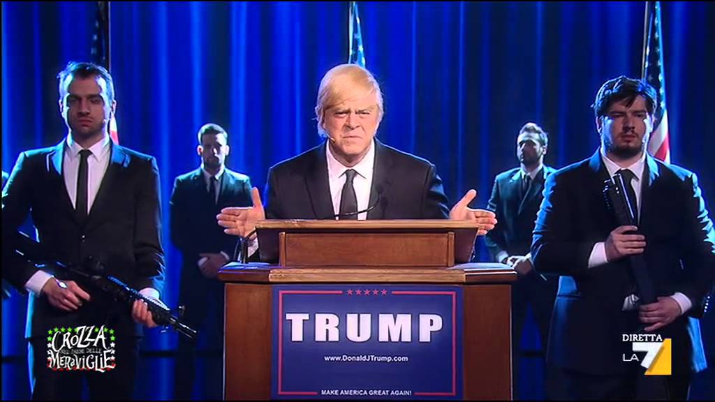 Crozza-Trump: Peace? Piss like a dog in front of a tree? - YouTube