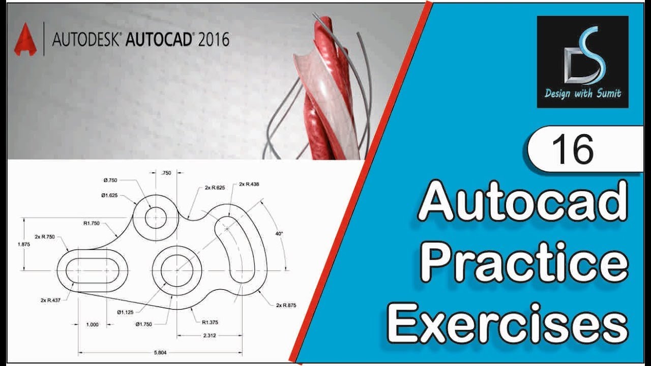 Autocad practice exercises 16 - YouTube
