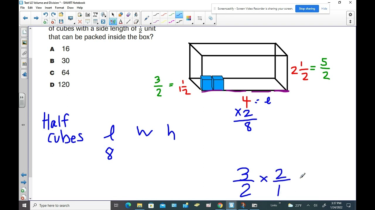How many half unit cubes can we fit in the rectangular prism? - YouTube