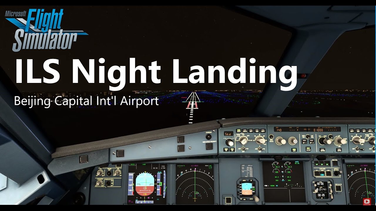 British Airways attempt ILS night landing and parking at Beijing ...