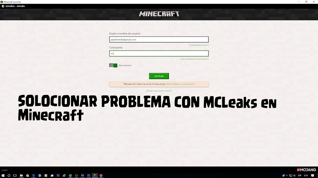 Como solucionar el Error de Authenticator MCLeaks ALT-TOKEN has to de ...