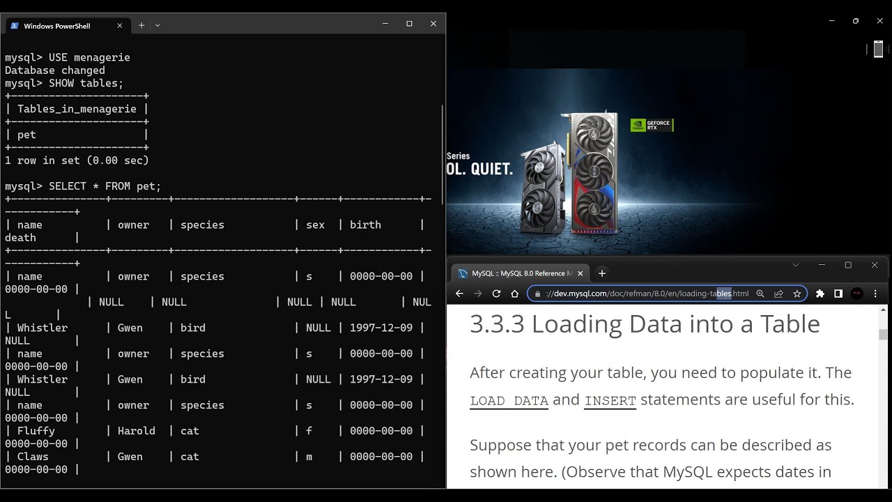 Loading Data Into A Table Creating And Using A Database Mysql Youtube 2040