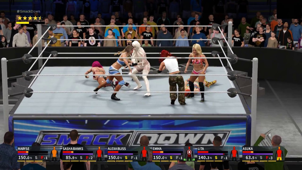 「wwe 2k17」那八婆很耐打喔!白之魔女出擊 6人亂鬥 超性感女子摔角 Youtube