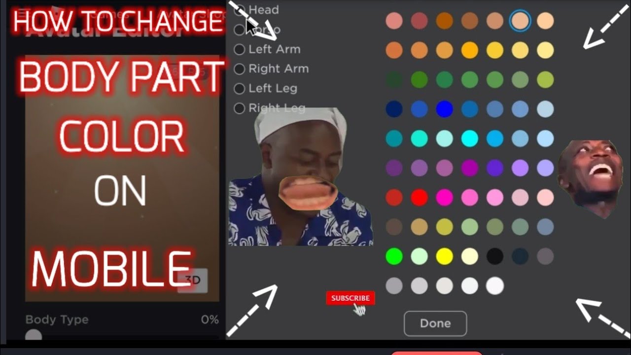 How to change body part color in Roblox mobile - YouTube