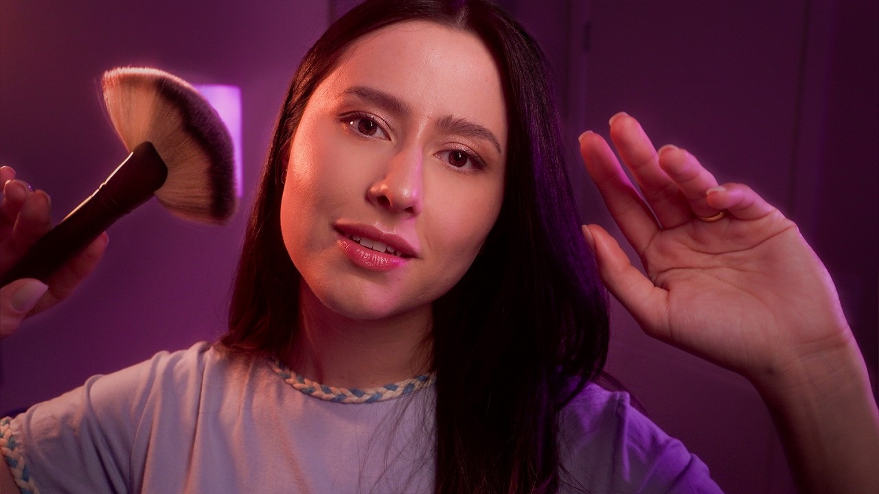 ASMR Visual Triggers, Hand Movements & Mouth Sounds 💜💤 camera brushing ...