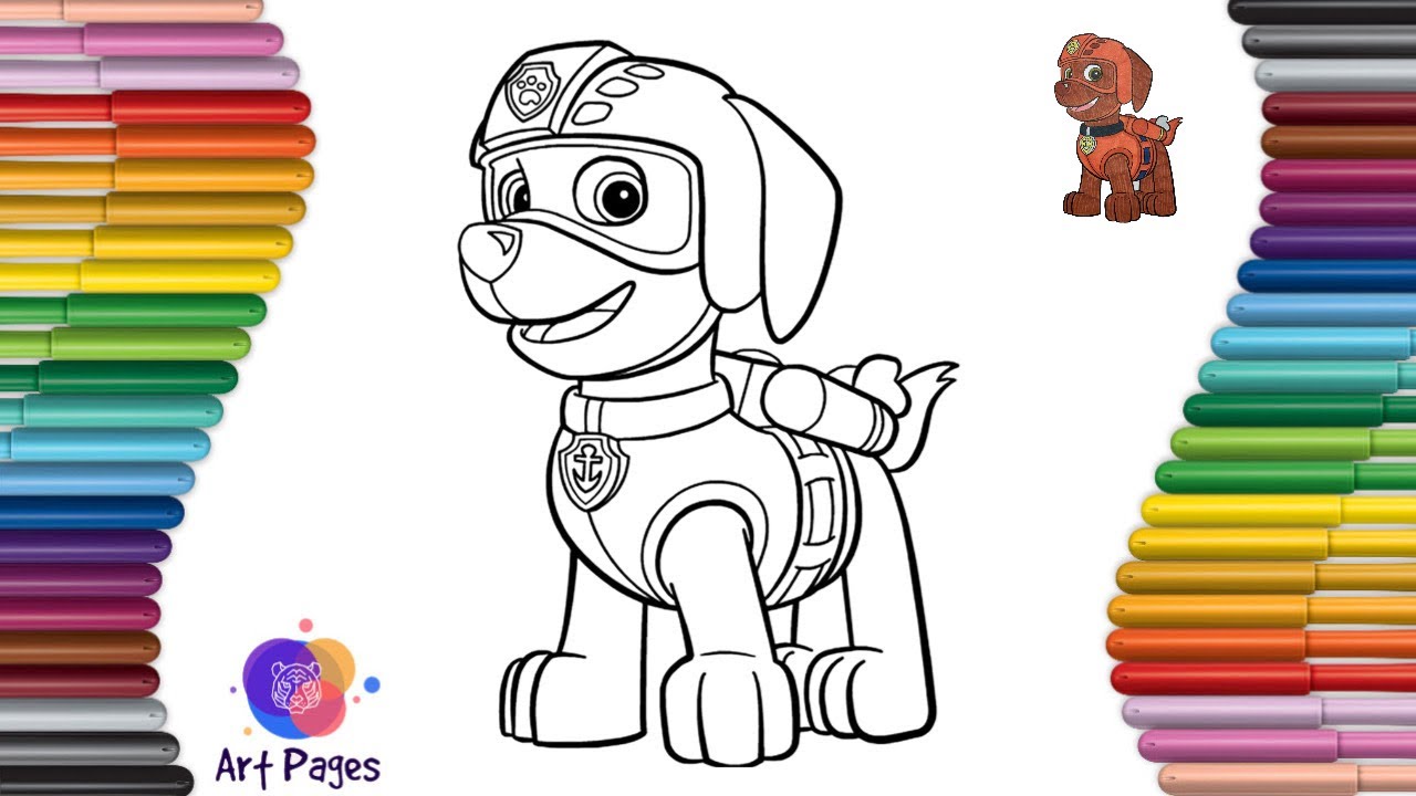 How to Draw Paw Patrol Zuma // Coloring Pages Zuma // Learn to Draw ...
