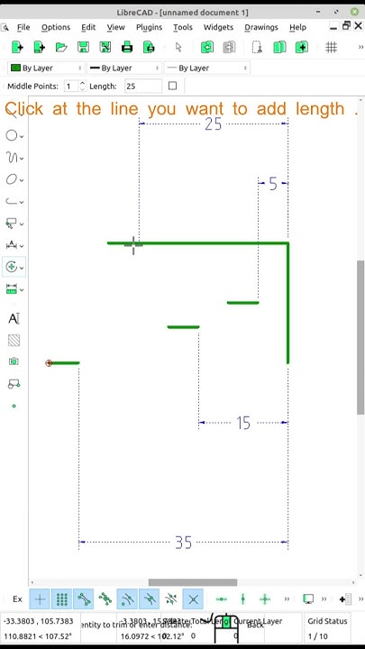 How to add length to a line #librecad #cad #freecad #design #tutorial #autocad - YouTube