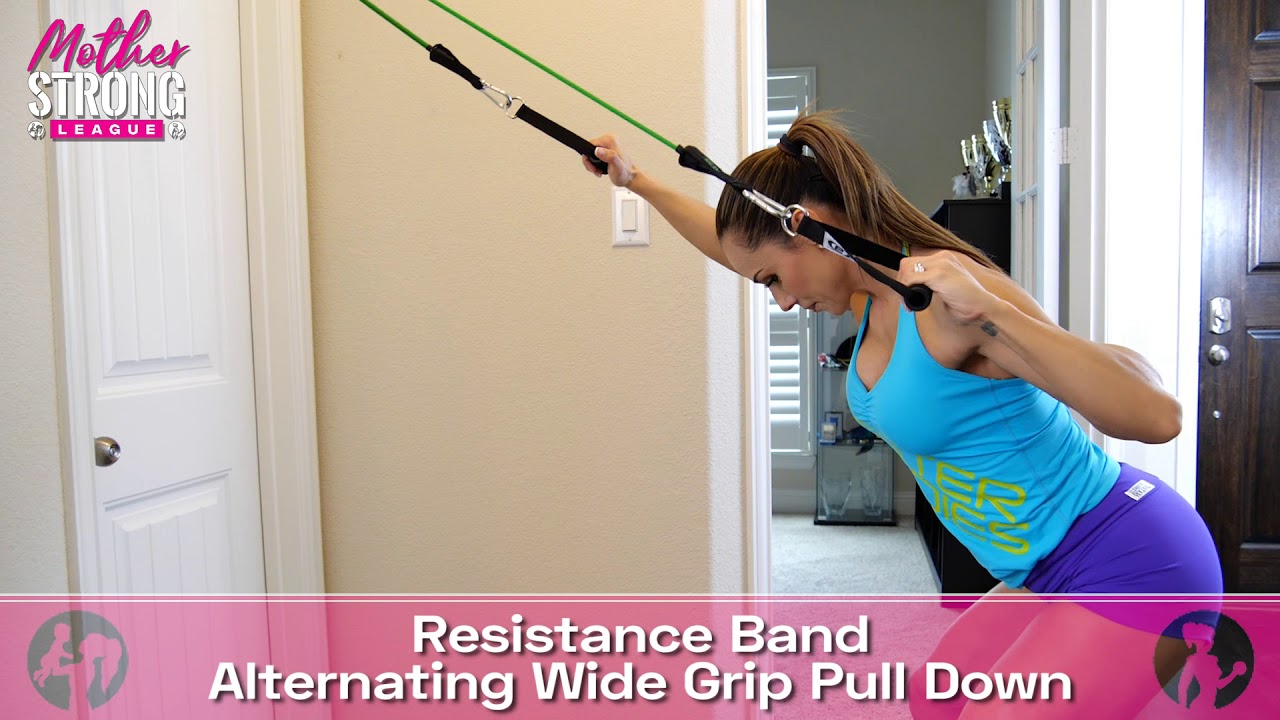 Resistance Band Alternating Wide Grip Pulldown - YouTube