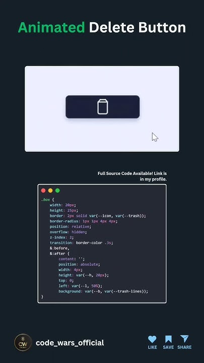 Animated Delete Button Using Css Shorts Html Css Coding Youtube