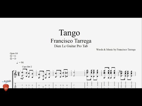 Francisco Tarrega - Tango - Guitar Tabs - YouTube