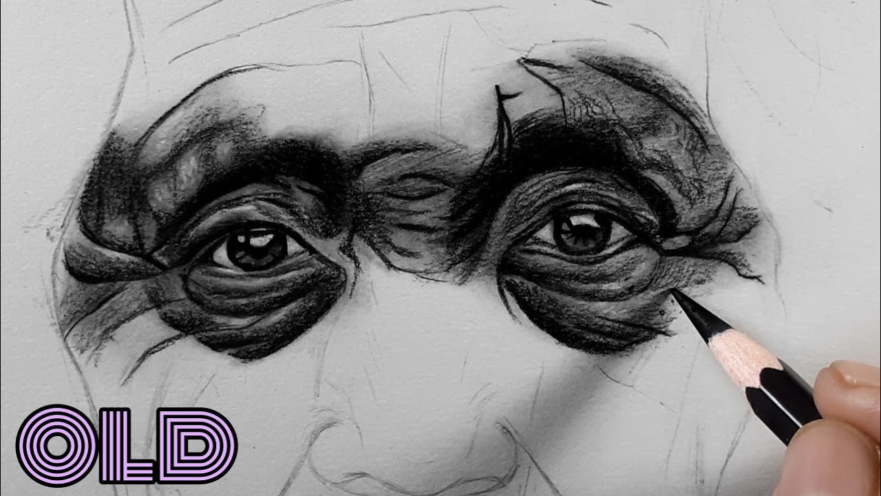 How to draw Realistic eyes of old woman / #tutorial #Realistic_eyes ...