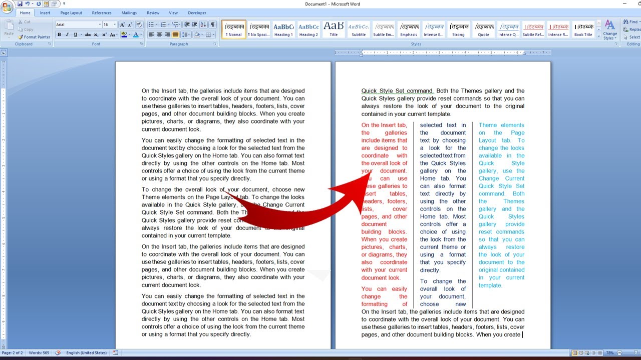 Ms Word Tutorial Split Text Into Ms Word Columns Handling Convert Text