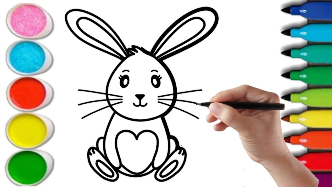 How To Draw A Bunny For Kids And Toddlers || खरगोश का चित्र बनाये आसानी ...
