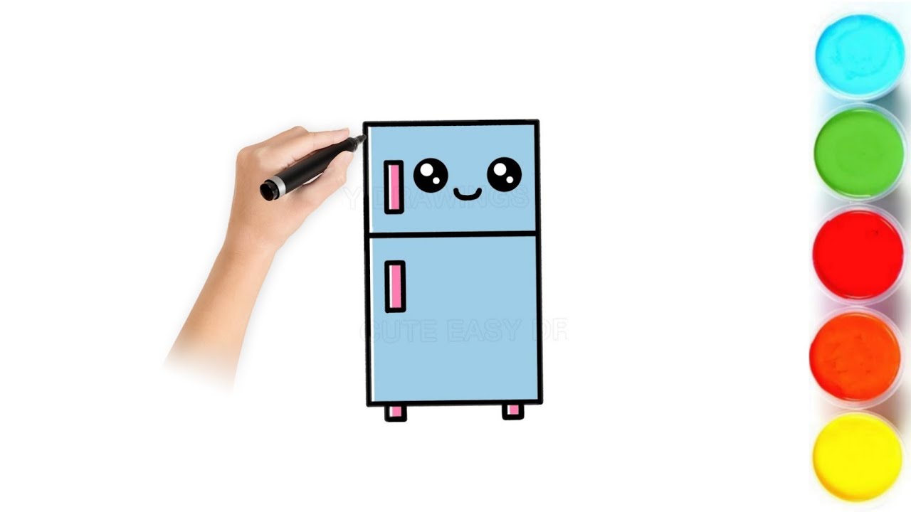 How to draw Fridge easy || How to draw cute Refrigerator for kids - YouTube