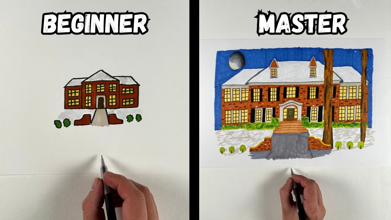 Drawing The Home Alone House Beginner Vs Master - YouTube