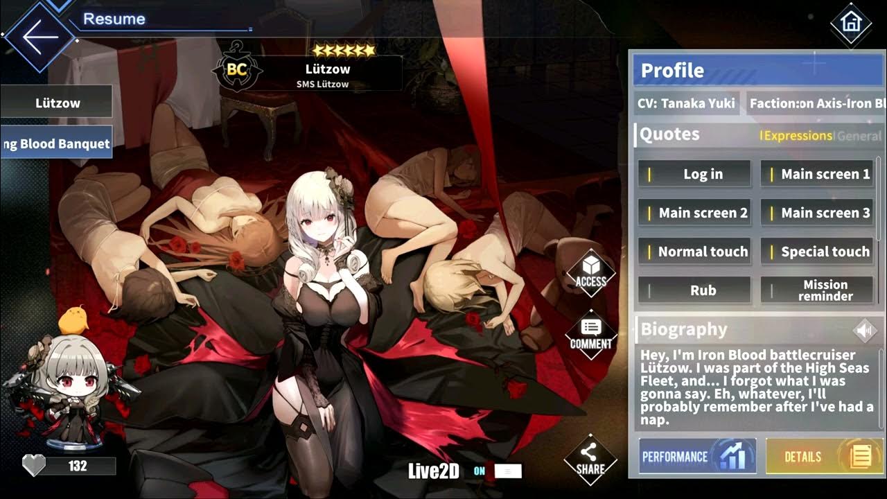 Azur Lane: New SMS Lützow L2D Skin Talk & Move (Everlasting Blood Banquet) [2160p - YouTube