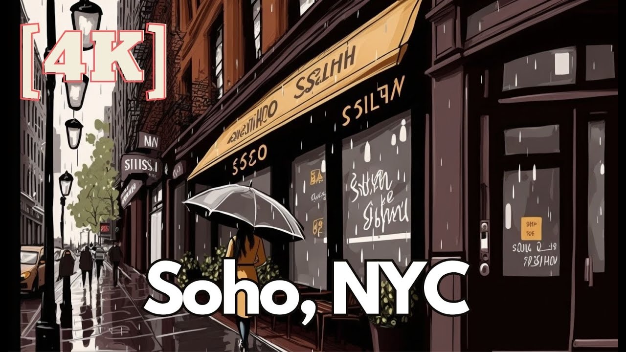 [4K] 10 minute Walk on a windy and rainy day at Soho, New York City ...