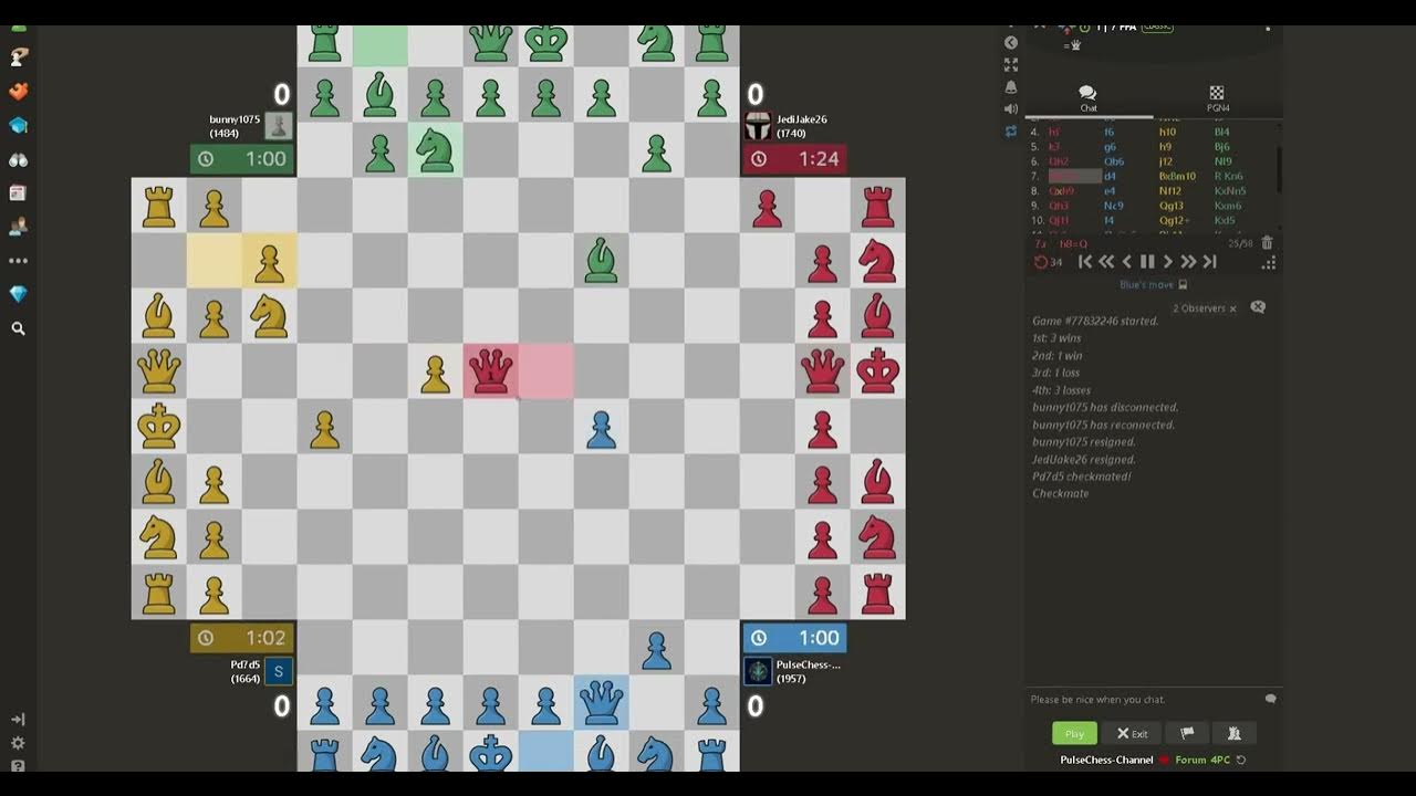 4 Player Chess - Checkmate in 15 moves #chess - YouTube
