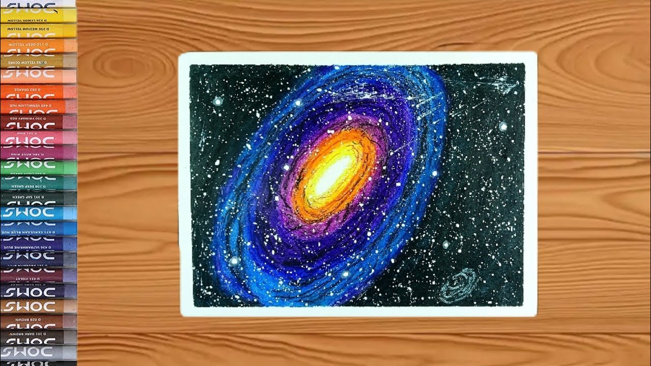 Galaxy Art with Oil Pastel | Galaxy Drawing step by step - for ...