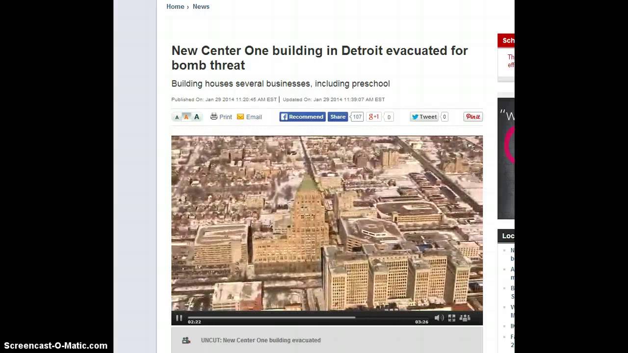 BREAKING NEWS! Bomb Threat Detroit! New Center One Bld! Evacuations ...