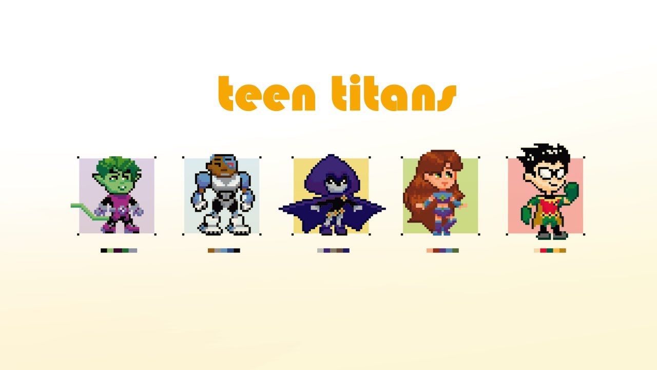 Drawing Teen Titans In Pixel Art | speed paint - YouTube