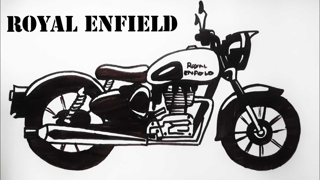 Drawing bullet | How to draw a Royal Enfield Bike - YouTube