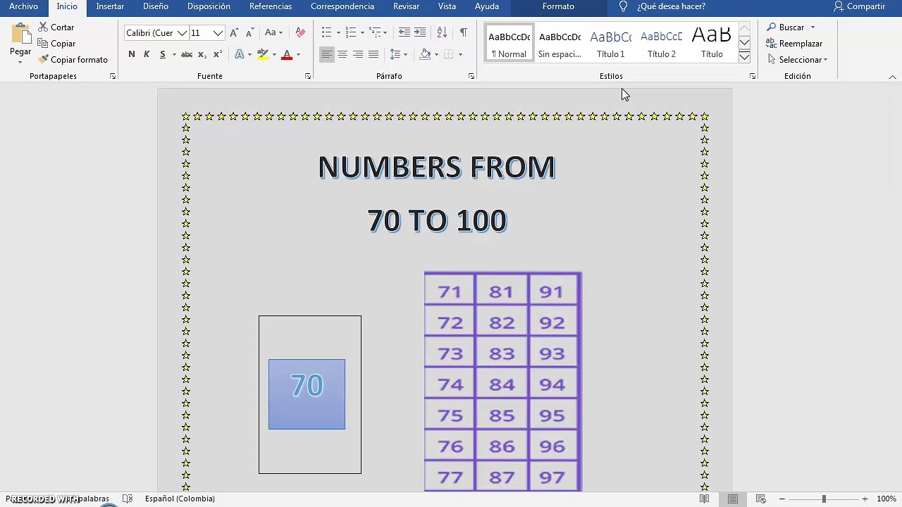 NUMBERS FROM 70 TO 100 - YouTube