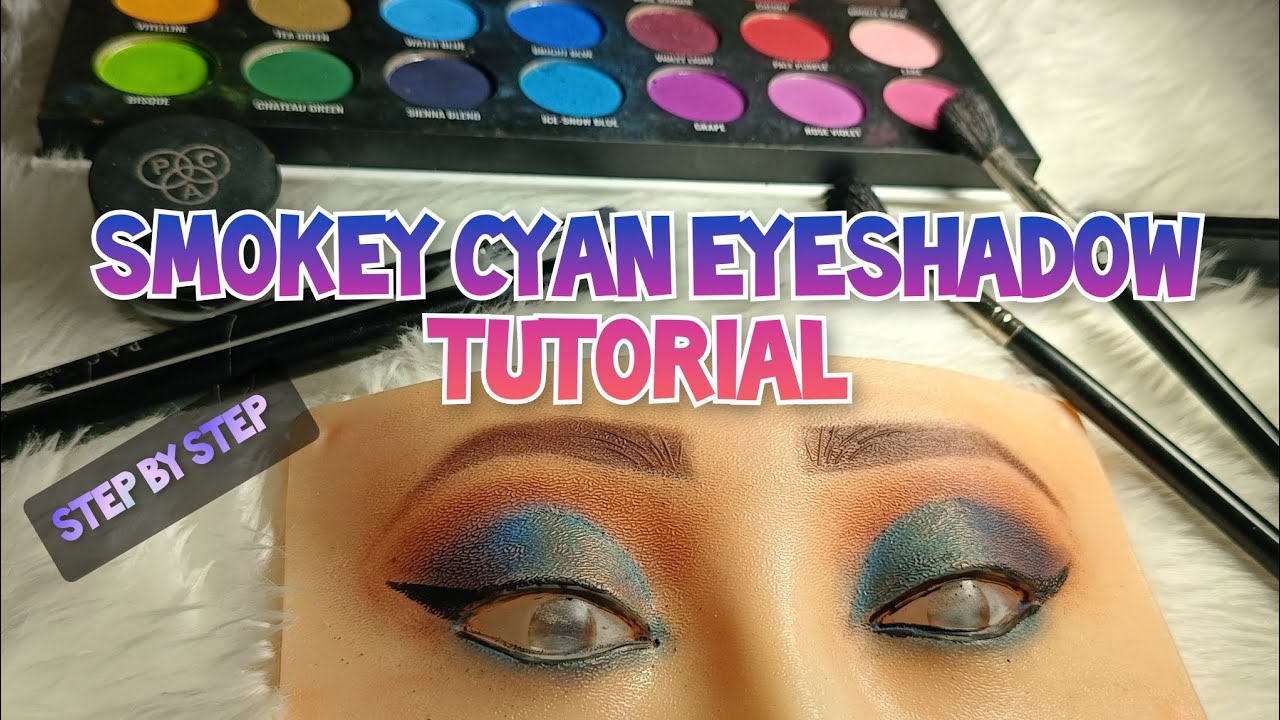 Smokey Cyan eyemakeup tutorial|| step by step#youtube #makeup # ...