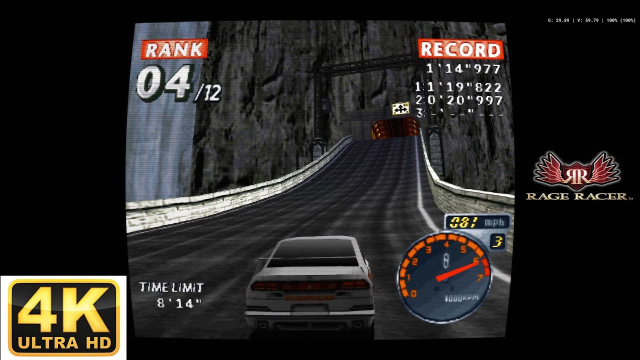 Gameplay Rage Racer PS1 4K com efeito TV de tubo - YouTube