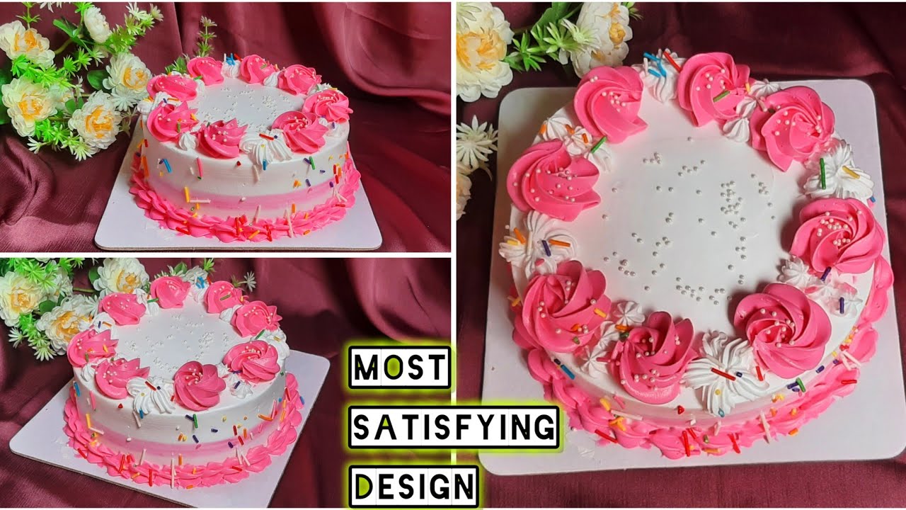 Round shape||Birthday cake design,Flower cake #youtubeshorts # ...
