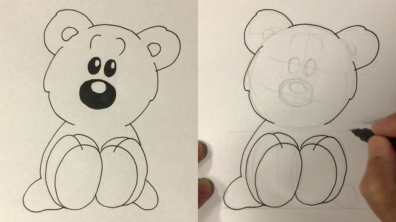 Cómo dibujar un osito.Tutorial muy detallado, paso a paso. - YouTube