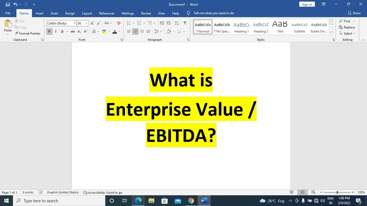 EV EBITDA RATIO ENTERPRISE VALUE calculation EBITDA calculation - YouTube