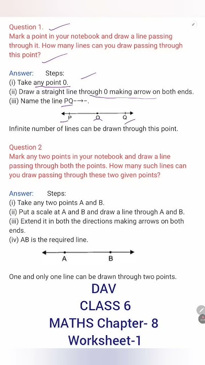 DAV CLASS 6 MATHS Chapter- 8 Worksheet-1 solution - YouTube