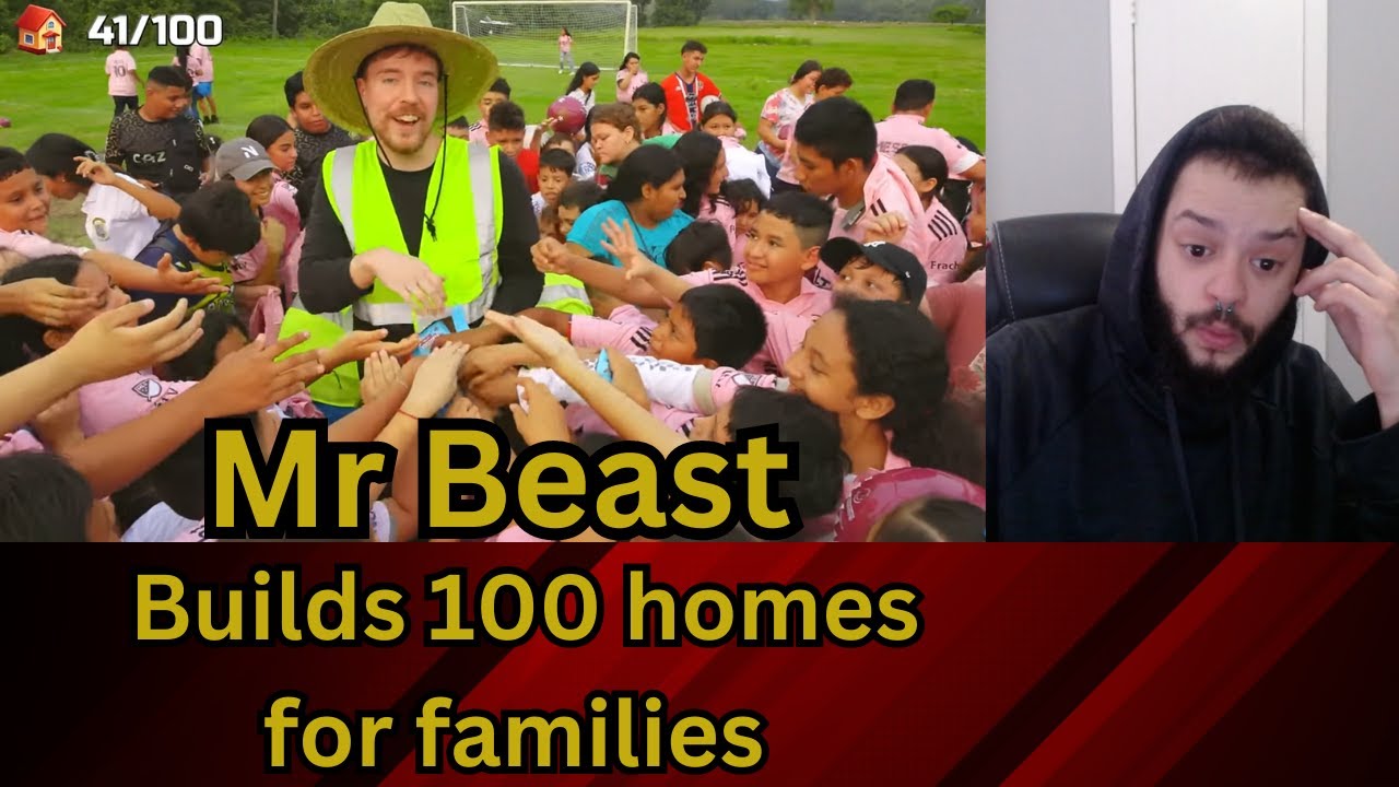 |Bacon Reacts| MR. Beast build 100 homes for families! - YouTube