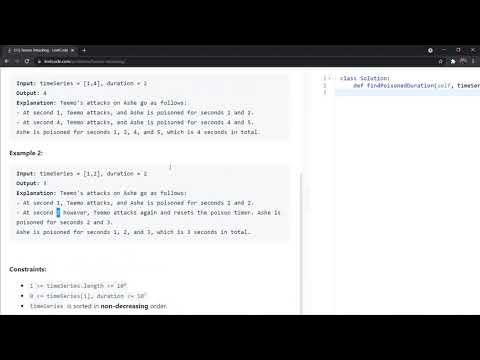 Teemo Attacking, Leet Code 495. - YouTube