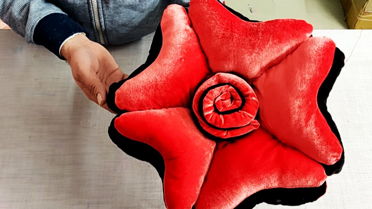 How to Make Beautiful Red Rose cushion || Beautiful Flower Cushion ...