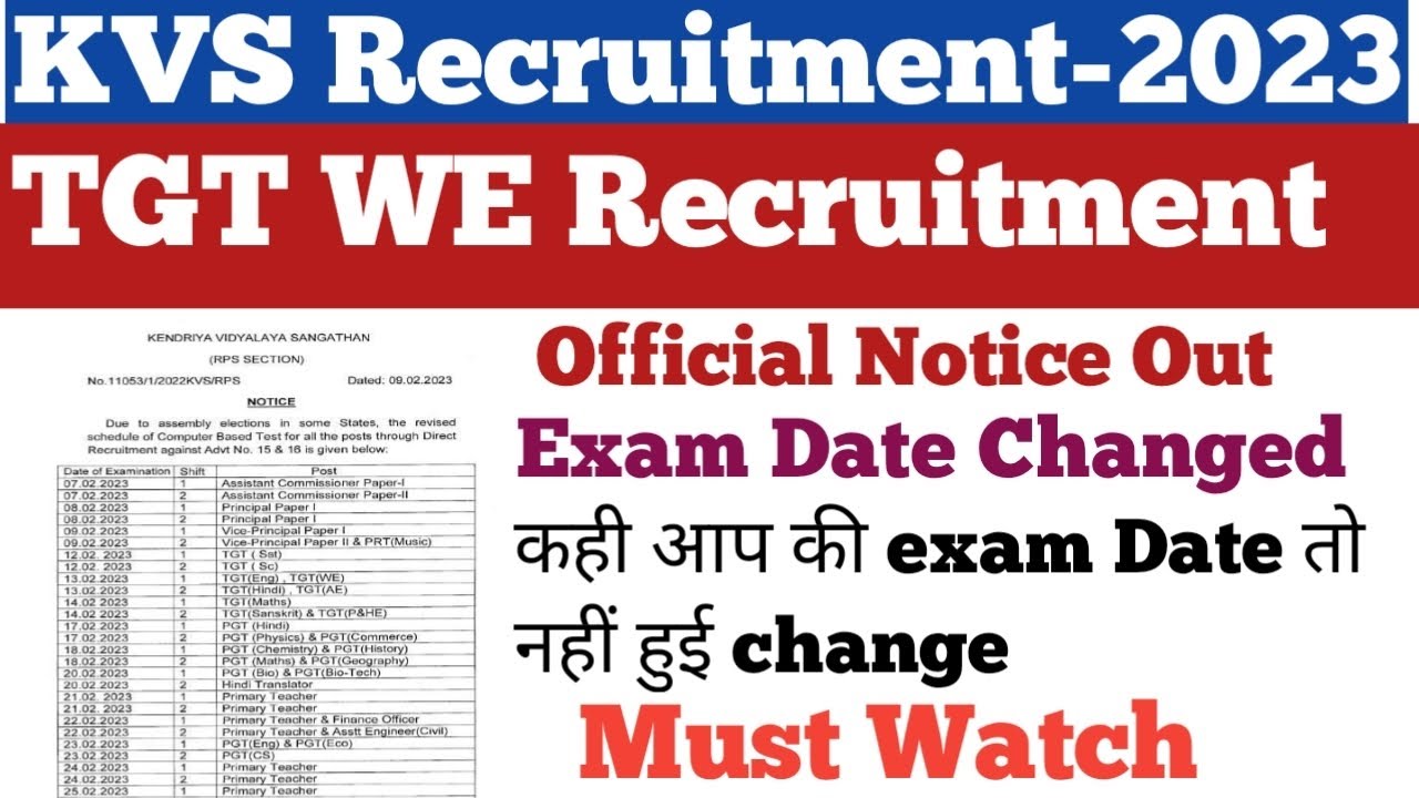 KVS Revised Examination Schedule Out||KVS Official Notice Out||Check ...