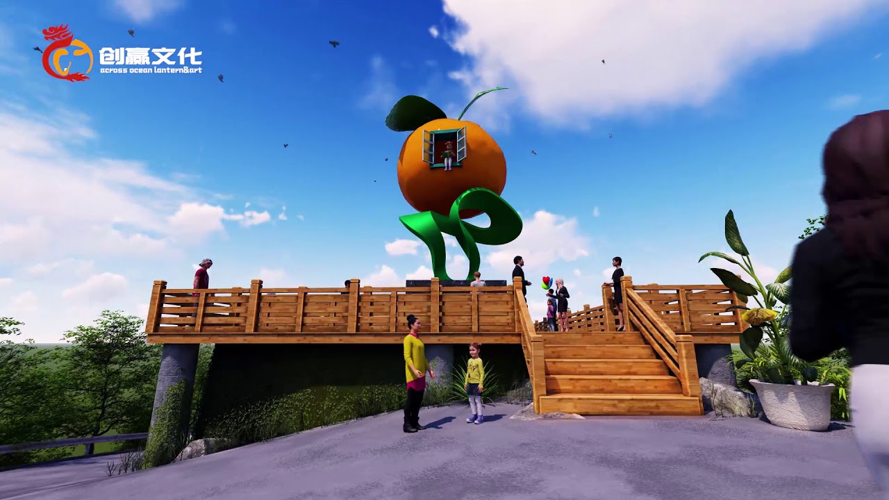 Large orange sculpture in the orchard - YouTube