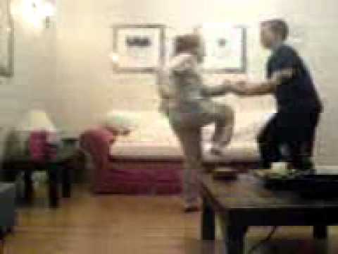 Younger sister Kicking older brother Ass at wrestling