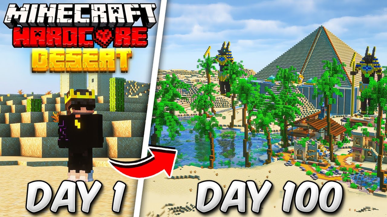 I Survived 100 Days in DESERT ONLY World in Minecraft Hardcore - YouTube